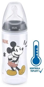 NUK kojenecká láhev na učení Disney Mickey s kontrolou teploty 300 ml šedá