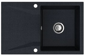 Sink Quality Obsidian, kuchyňský granitový dřez 790x500x210 mm + chromový sifon, černá skvrnitá-Brocade, SKQ-OBS.B.1KDO.X
