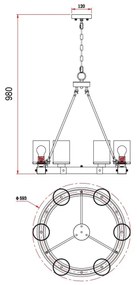 Globo 15555-6H - Lustr na řetězu LILA 6xE27/60W/230V
