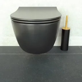 Spirella ADONIS WC štětka s kovovou nádobou matná černá / ocel / bambu