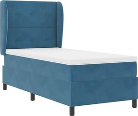 Postel s boxspringem s čelo Tmavě modrá 200 x 100 cm samet 3340920