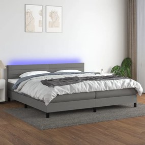 Box spring postel s matrací a LED tmavě šedá 200x200 cm textil,  3133262