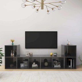 vidaXL TV skříňky 4 ks 72 x 35 x 36,5 cm dřevotříska [3079976] Barva: šedá s vysokým leskem