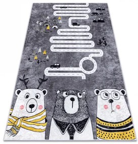 Dywany Luszczow Dětský kusový koberec JUNIOR 52107.801 pratelný  Medvědi, zvířata, ulice pro děti protiskluz, šedá Rozměr koberce: 160 x 220 cm