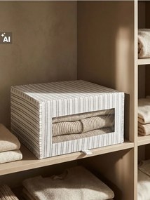 Sinsay - Skládací úložný box s pruhy a okénkem - šedá