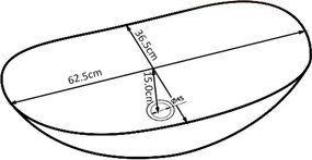 BPS-koupelny Keramické umyvadlo na desku HYD-LI-WH-LN-625 62x36 cm, bílé lesk