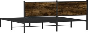 Kovový rám postele bez matrace kouřový dub 200 x 200 cm 3301350
