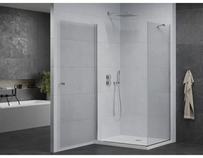 Mexen Pretoria sprchový kout s otočnými dveřmi 80 x 90 cm, Průhledné, Chromovaná + sprchová vanička Flat - 852-080-090-01-00-401