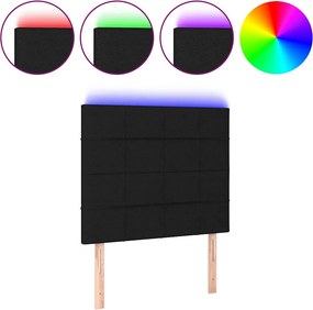 Čelo postele s LED černé 100x5x118/128 cm textil 3122416