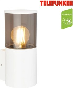 TF 322206TF TELEFUNKEN venkovní nástěnné svítidlo, voděodolné a prachotěsné, kouřové sklo, E27 patice, bílé - BRILONER