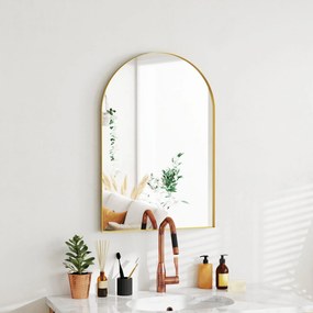HOMCOM Zrcadlo se zakřivením, koupelnové zrcadlo, 60 x 90 cm, vysoké rozlišení, s rámem z hliníkové slitiny, pro ložnici, obývací pokoj, předsíň, zla…
