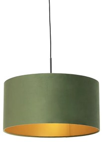 Závěsná lampa s velurovým odstínem zelená se zlatem 50 cm - Combi