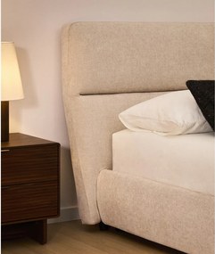 Béžová čalouněná dvoulůžková postel z žinylky s úložným prostorem s roštem 180x200 cm Dafra – Kave Home
