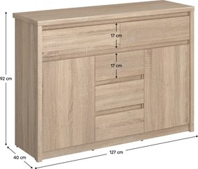 Komoda 2D5S, dub sonoma, NORTY TYP 10