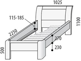 Postel Florencia, čelo oblé plné 90 Domestav F103 Materiál: Buk cink, Barevne provedení: Přírodní provedení