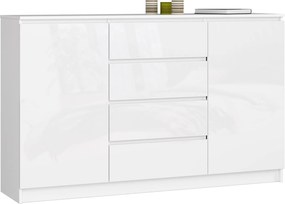 Komoda K160 2D4SZ bílá/bílý lesk
