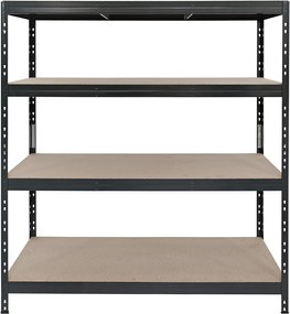 Kovový regál RIVET PRO 180x150x60 DTD dřevotříska 4 úrovně antracitová šedá
