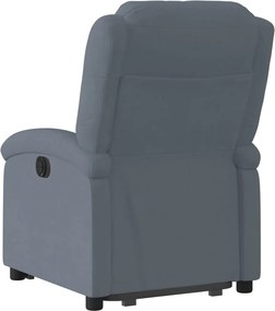 Zvedací polohovací křeslo tmavě šedé samet 3204301