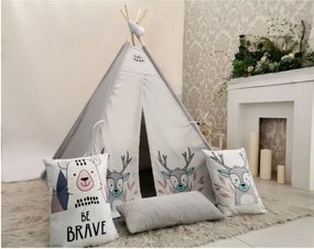 Lovegifts  Teepee stan pro děti Jelen 110x110cm šedý