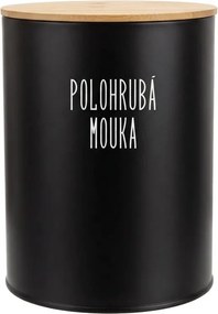 Orion Dóza na potraviny, plechová, černá, s bambusovým víčkem - 2,3l