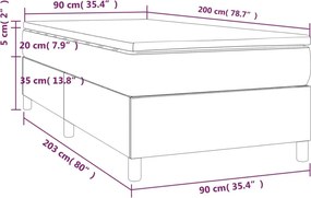 vidaXL Box spring postel s matrací 90x200 cm samet [3144658] Barva: Tmavě šedá