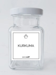 Samolepka na kořenky KURKUMA bílá 5 × 5 cm základní písmo