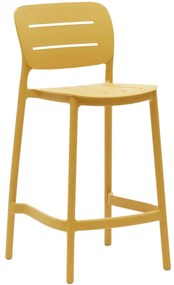 OnaDnes -20% Hořčicově žlutá plastová zahradní barová židle Kave Home Morella 65 cm