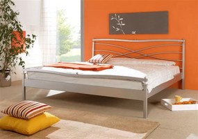Nábytek ATIKA s.r.o. Kovová postel ANGELETA 2 Povrchová úprava: stříbrná RAL 9006, Rozměr: 100 x 200 cm