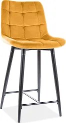Nábytkáři ORFA CHIC H2 Velvet -barová židle, látka HOŘČICOVÁ Bluvel 68/nohy černý kov  (S) -(CHICH2VCCU-1BALÍK)(K150-E)