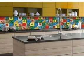 DIMEX | Fototapeta do kuchyně Lisabonské kachličky KI-350-107 | 350 x 60 cm | zelená, vícebarevná, modrá, červená, žlutá