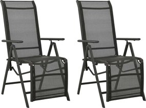vidaXL Polohovací zahradní židle 2 ks textilen a hliník [312195] Barva: Stříbrná