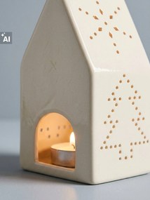 Sinsay - Vánoční svícen na čajovou svíčku ve tvaru domečku - bílá