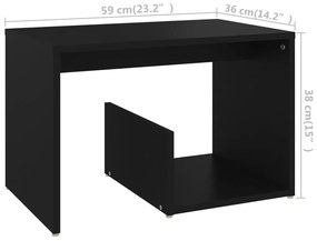 Odkládací stolek černý 59 x 36 x 38 cm dřevotříska - Default Title