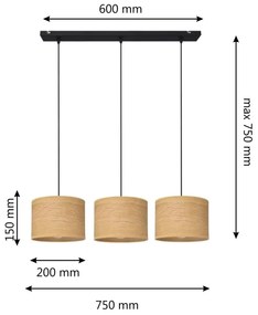 Lustr na lanku ALBA 3xE27/15W/230V hnědá/černá