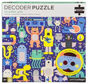 Petit Collage Puzzle příšerky 100 ks s 3D brýlemi