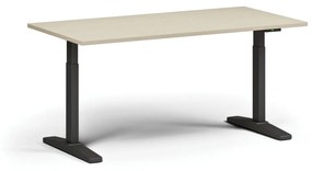 Výškově nastavitelný stůl, elektrický, 675-1325 mm, deska 1600x800 mm, černá podnož, bříza