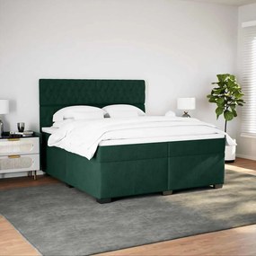 Box spring postel s matrací tmavě zelená 200x200 cm samet 3291011