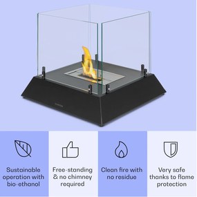 Klarstein Phantasma Cubo, etanolový krb, bez kouře a zápachu, nerezové hořáky, bezpečnostní sklo
