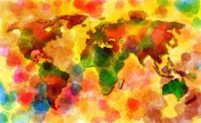 Postershop Fototapeta: Pestrobarevná mapa světa - 254x368 cm