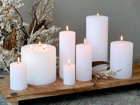 Bílá široká svíčka Rustic pillar white - Ø 7*10cm/ 40h