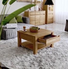 Massivo.cz Konferenční stolek Winten 1SH, 70x70 cm, dub, masiv - horní
