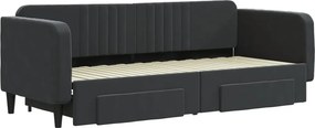 Válenda s přistýlkou a zásuvkami černá 80 x 200 cm samet 3197108
