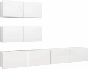 4dílný set TV skříněk bílý kompozitní dřevo 3078711