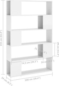 vidaXL Knihovna/dělicí stěna bílá s vysokým leskem kompozitní dřevo [809203]