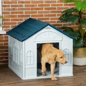 PawHut Střední a Velký Psí Kotec max 30kg z Voděodolného PP, Snadná Montáž, 84.2x98.2x82cm, Modrý