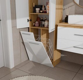 Koupelnový sloupek se 2 koši na prádlo NEL 2K DD bílá/dub artisan