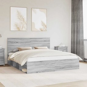 Rám postele Šedá Sonoma 200 x 200 cm Masivní borové dřevo 3409314