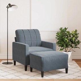 Křeslo s podnožkou tmavě šedé 60 cm samet 3278258