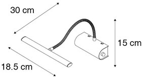 Designová nástěnná lampa černá 18,5 cm vč. LED se stmívačem - Tableau