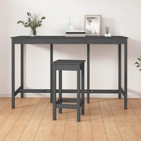 Barový stolek šedý 180 x 80 x 110 cm masivní borové dřevo - Default Title